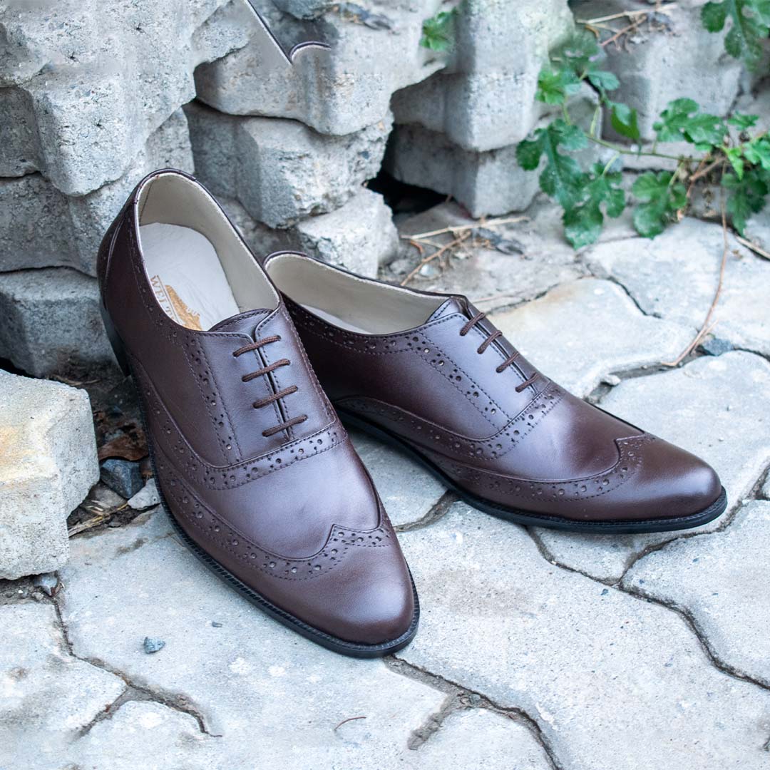 Brown Wingtip Brogue Oxfords – Premium Leather – WM1004 - WeltMan by U&H